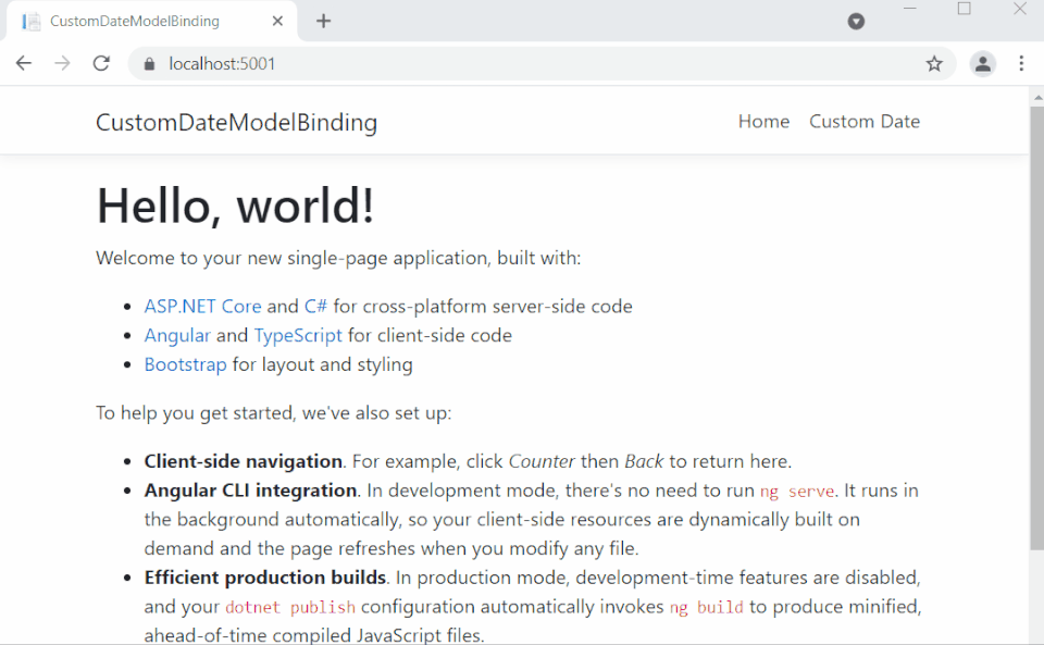 Custom DateTime Model Binding With NET And Angular Phrase